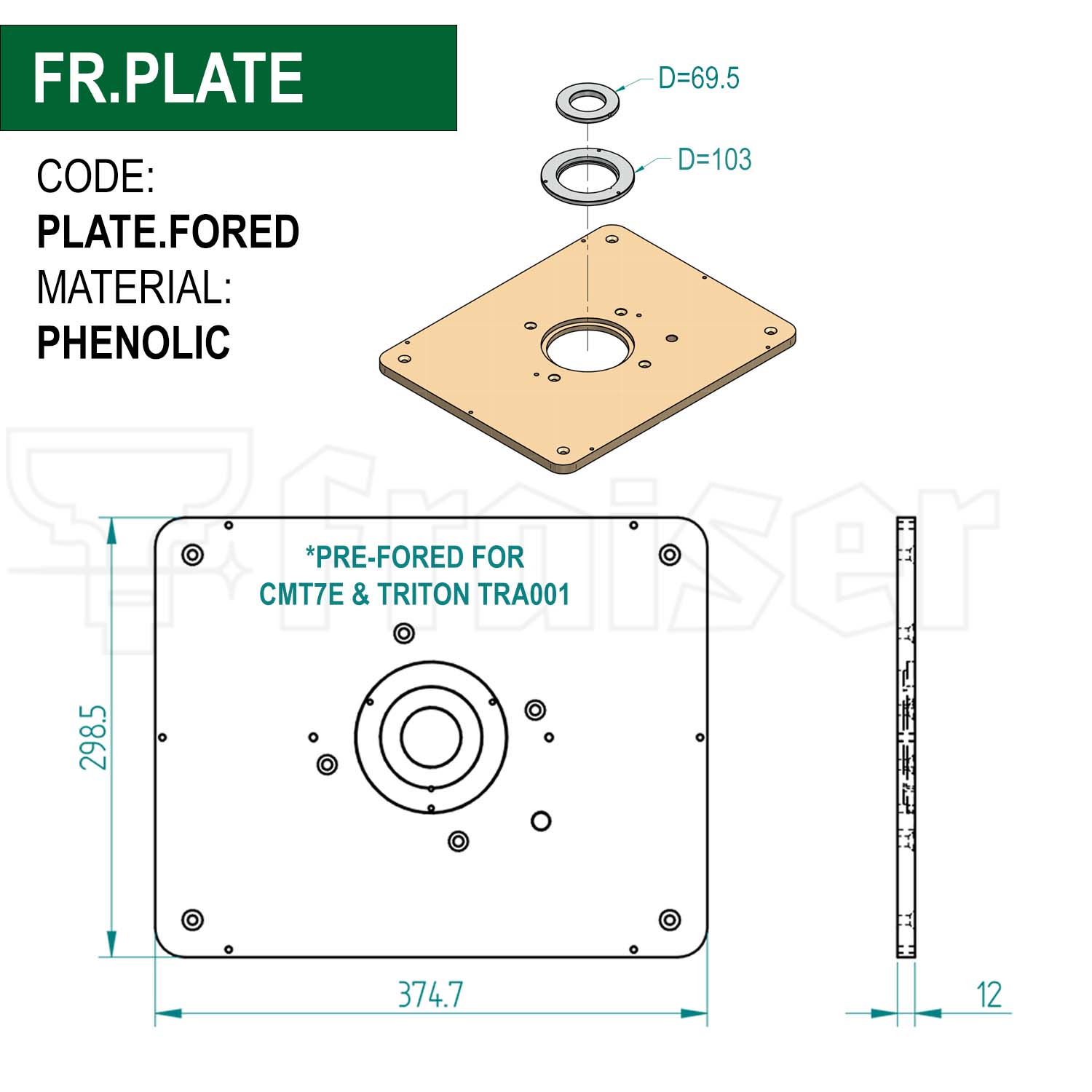 Professional Router table insert plate - Fraiser