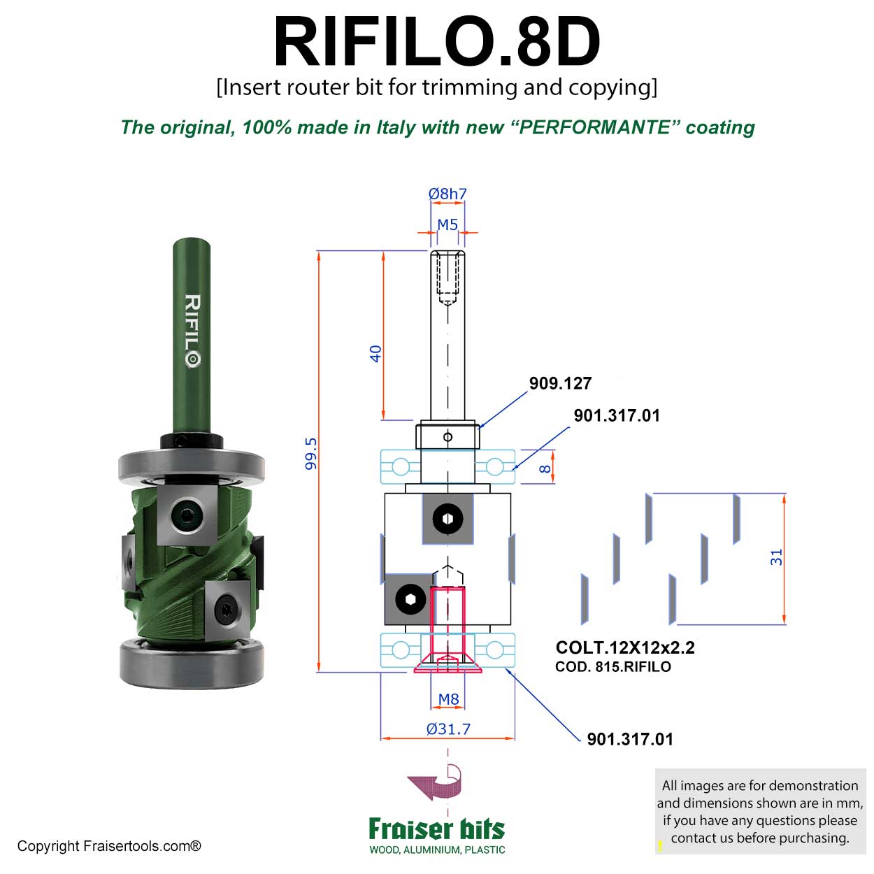 RIFILO - insert router bit for trimming and copying - Fraiser